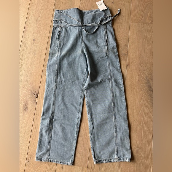 Zara | Jeans | Zara Denim Jeans Roll Over With Belt | Poshmark